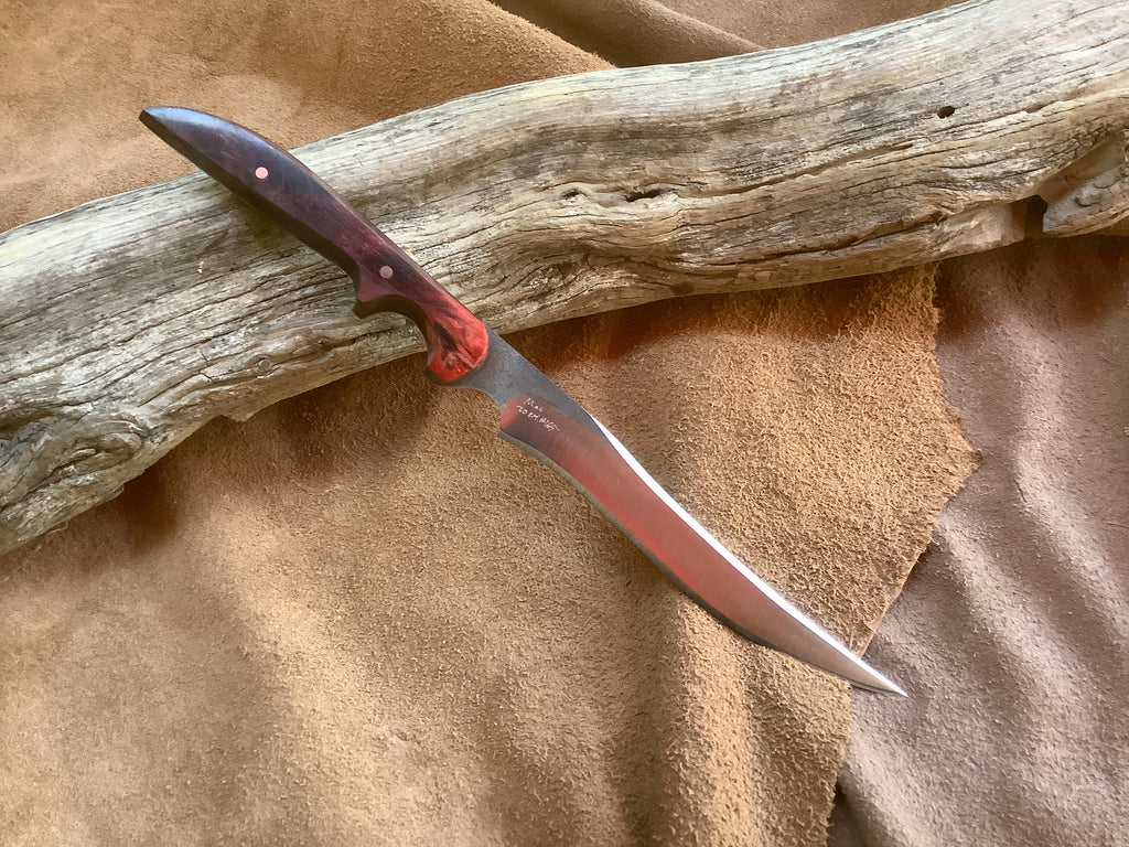 24-165 - Stabilized Red and Black Karelian Burl Narrow Persian – McPherson Knives