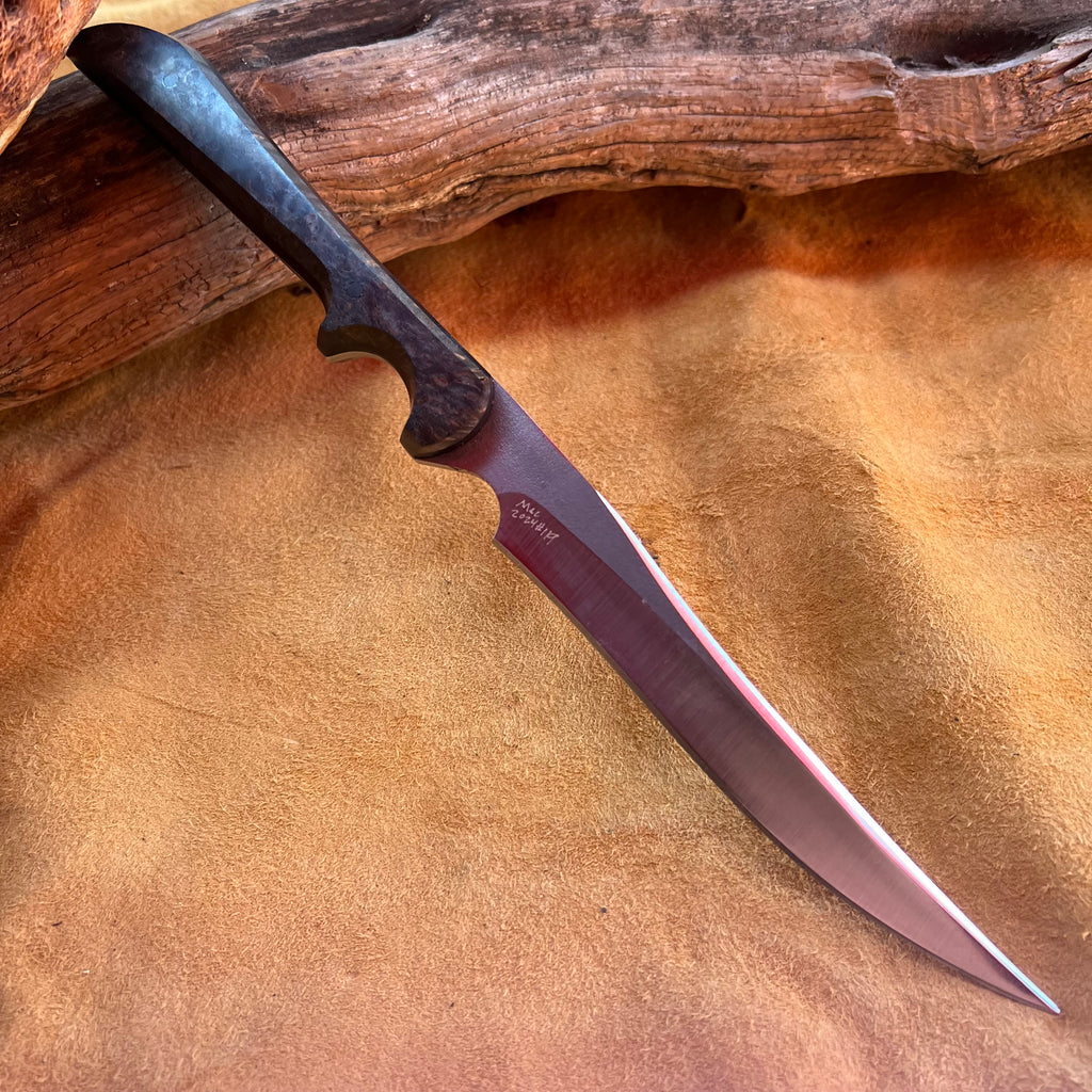 24-119 Stabilized Black Dyed Karelian Burl Narrow Fillet – McPherson Knives