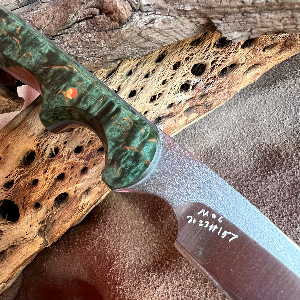 23-157 Teal Karelian Burl Narrow Fillet – McPherson Knives