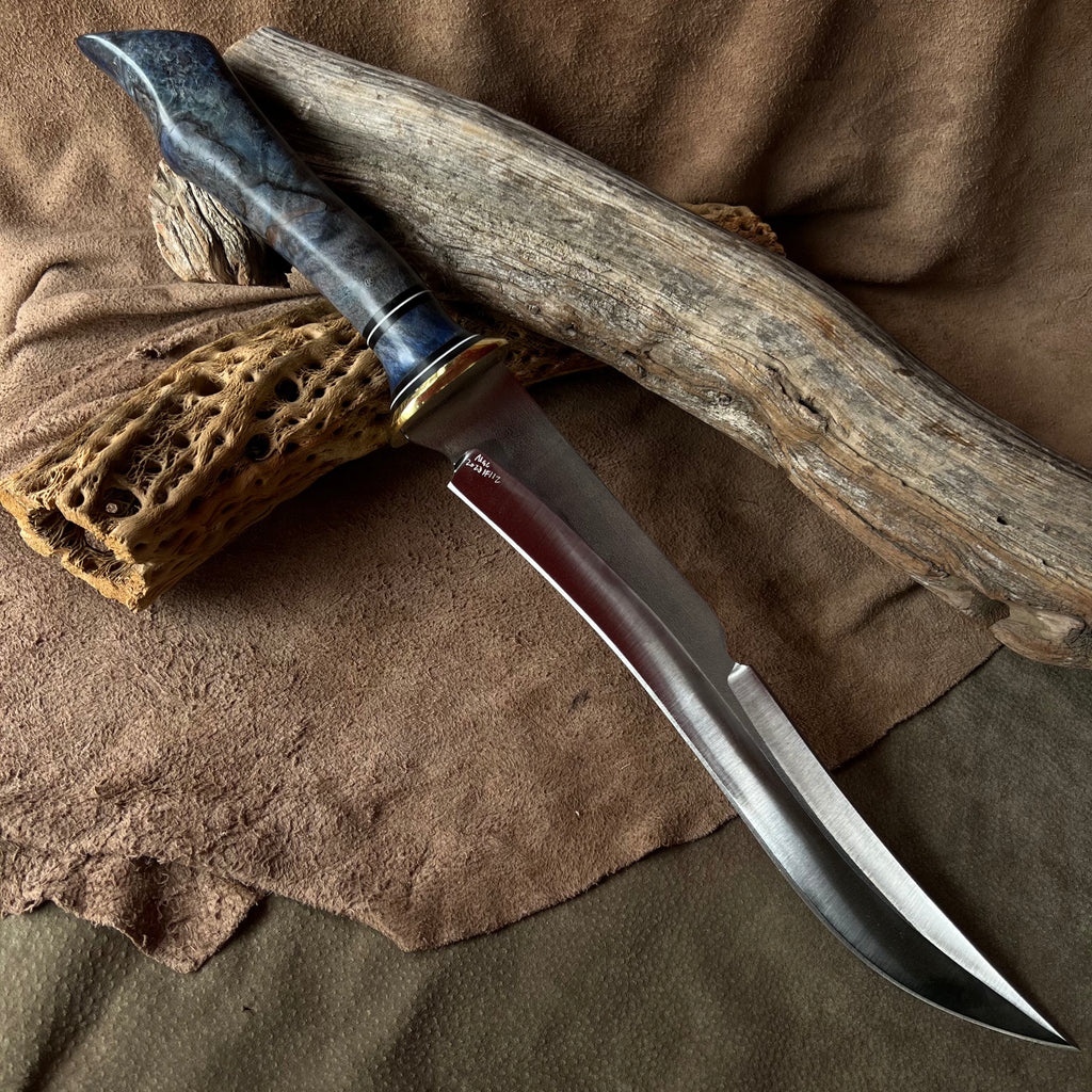 23-112 Stabilized Blue Dyed Spalted Maple Burl Bowie Dagger – McPherson Knives