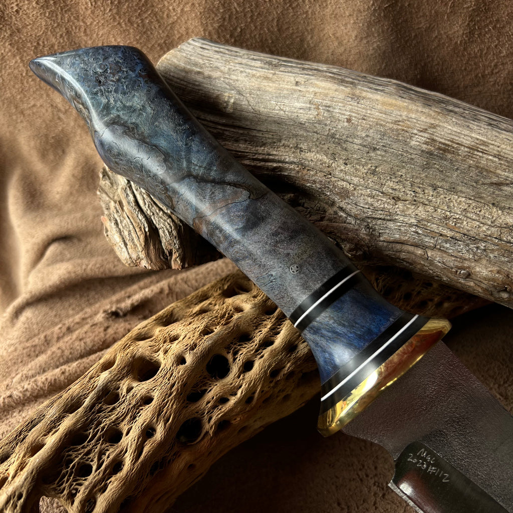 23-112 Stabilized Blue Dyed Spalted Maple Burl Bowie Dagger – McPherson Knives