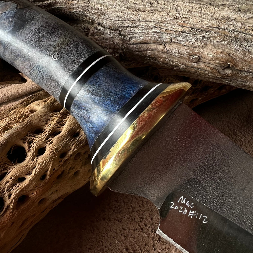 23-112 Stabilized Blue Dyed Spalted Maple Burl Bowie Dagger – McPherson Knives