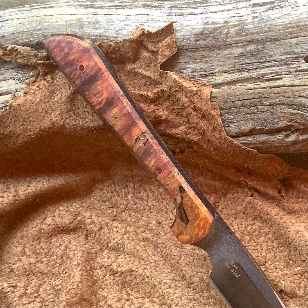 126-21 Stabilized Yellow & Red Dyed Maple Burl Clip Point Utility – McPherson Knives