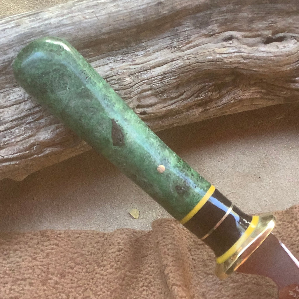 34-21 Green Dyed Spalted Maple Burl Narrow Clip Point Utility – McPherson Knives