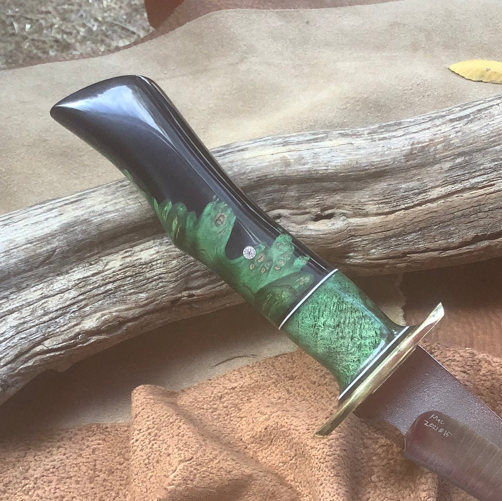 15-21 XX Long Multi-grind w/ Green Dyed Spalted Maple Burl, Blue & Pur – McPherson Knives
