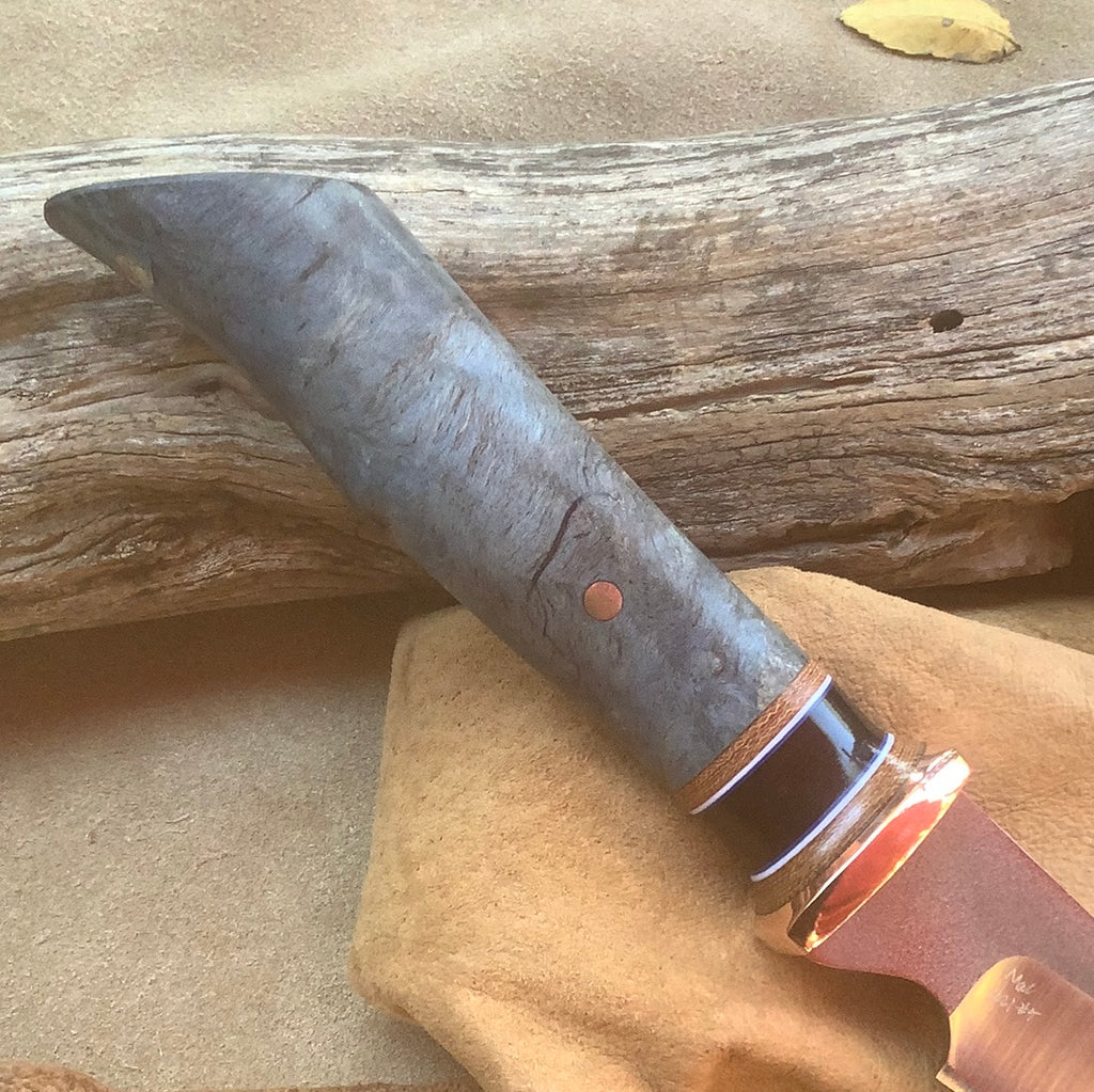 5-21 Talon w/ Stabilized Blue Dyed Maple Burl – McPherson Knives