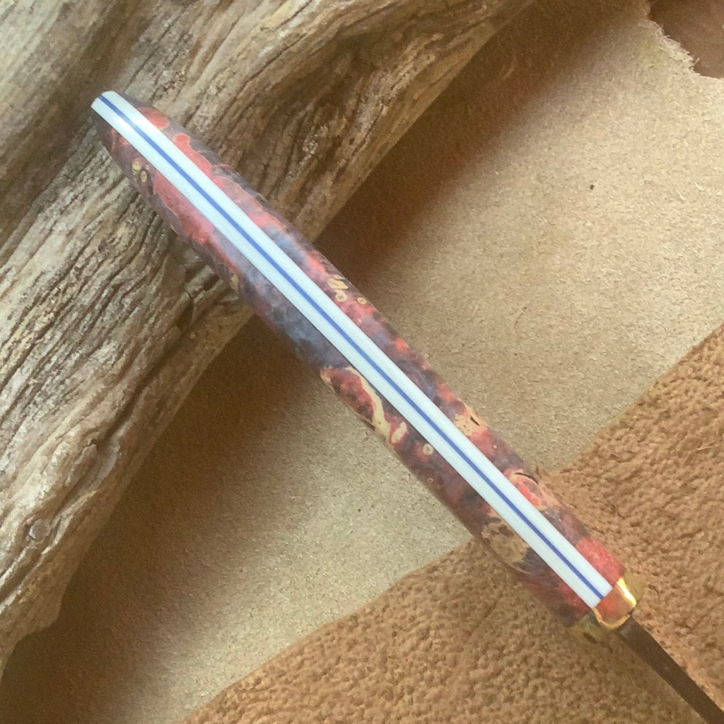 54-21 Red & Blue Dyed Maple Burl Fruit – McPherson Knives