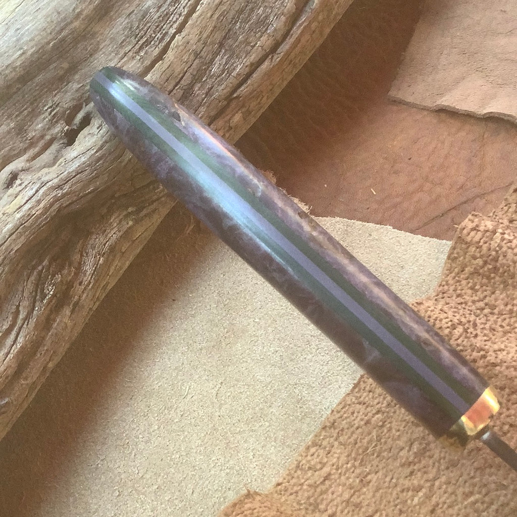 58-21 Teal Dyed Maple Burl Kitchen Utility – McPherson Knives