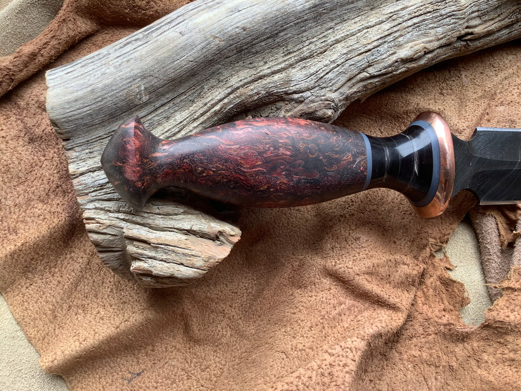 24-78 - Black and Red Karelian Burl Wide Dagger – McPherson Knives