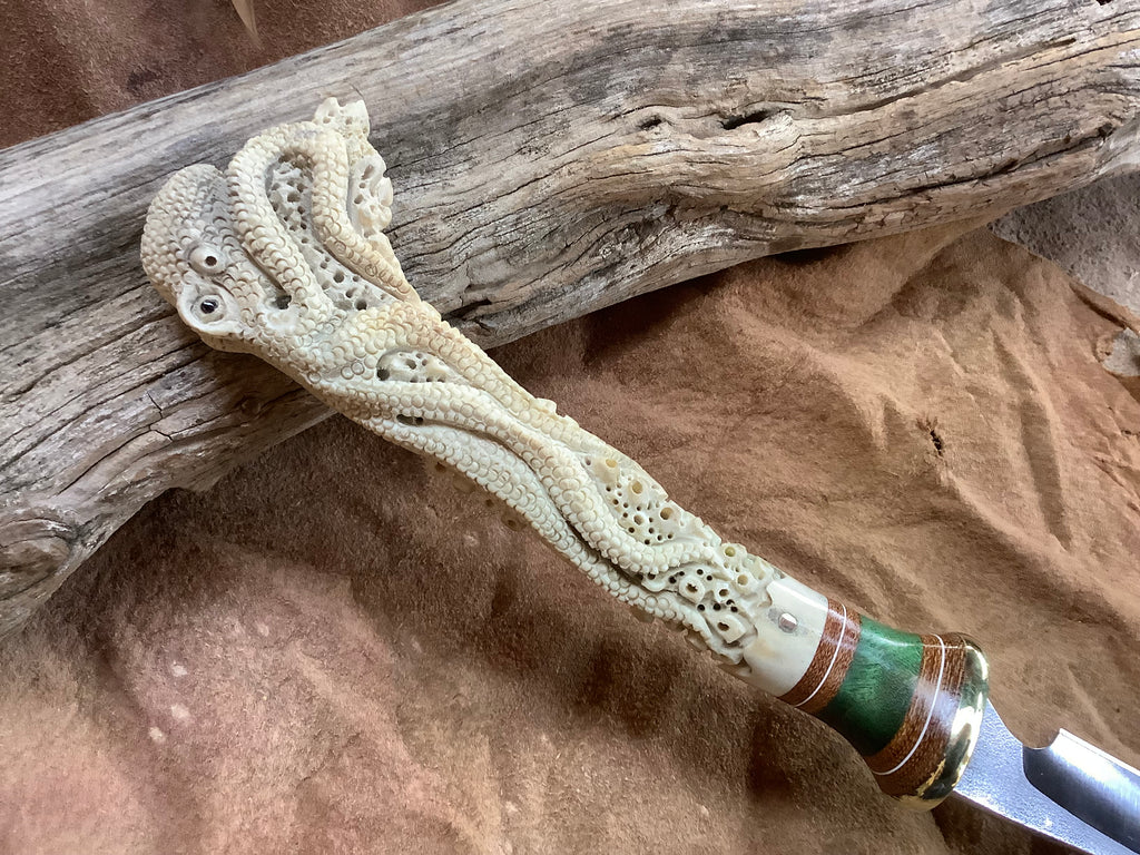 24-142 Octopus Carved Deer Antler Narrow Fillet – McPherson Knives