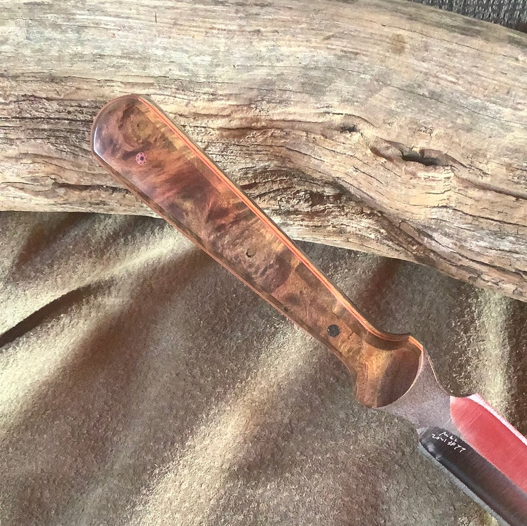 77-21 Stabilized Brown and Red Dyed Maple Burl, Boot Dagger – McPherson Knives