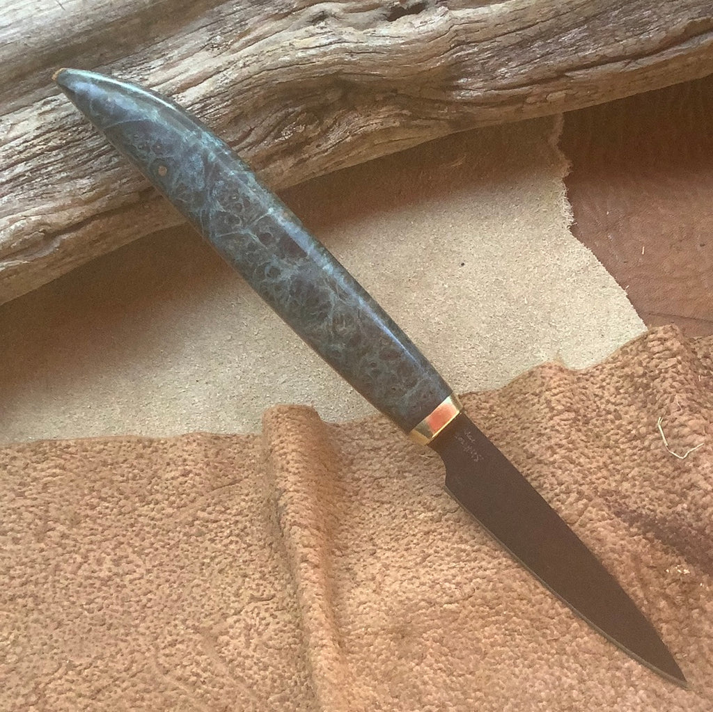 48-21 Teal Dyed Maple Burl Pairing – McPherson Knives